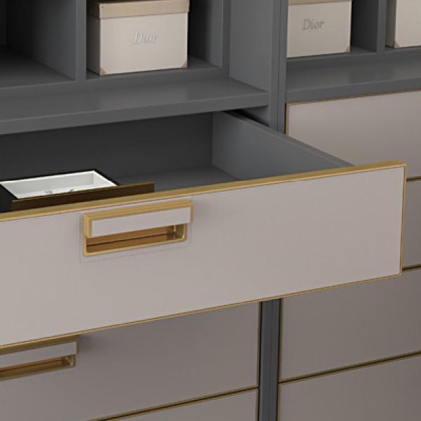 Quality Luxury Wardrobe Cabinet Drawer Front Replacement With Gold Handles for sale