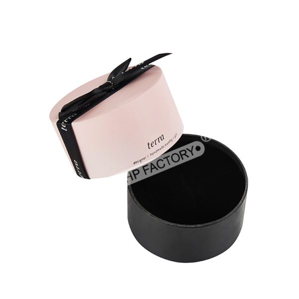 Quality Durable Round Cardboard Gift Box With Bowknot For Jewelry Ring Packaging for sale