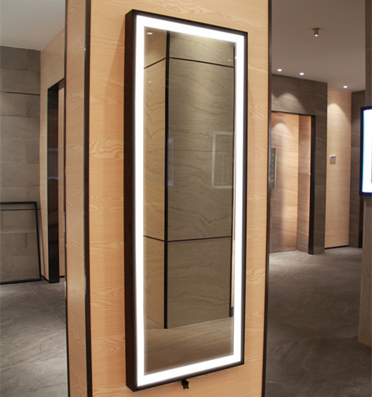 Quality Hotel Decoration Full Length Vanity Mirror With Black Frame Around Light for sale