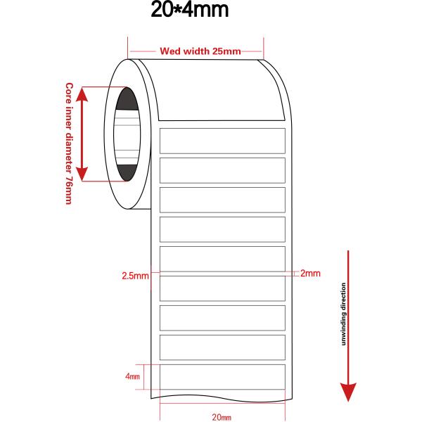 Quality 20mmx4mm Adhesive White Labels 1mil White Gloss High Temperature Resistant for sale