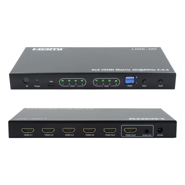 Quality HDMI 4x2 Matrix Switcher 4K@60hz YUV4:4:4 18Gbps HDCP2.2 4 In 2 Out Hdmi Video Switcher for sale