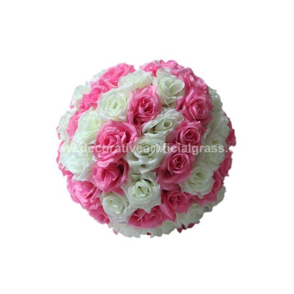 Quality 8'' Fake Flower Balls Silk Fabric Hanging Kissing Ball Flowers for sale