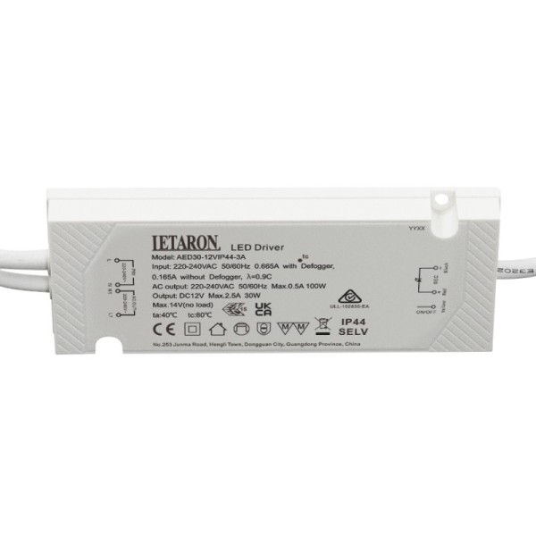 Quality 30W 12V 220-240V Super Slim EU LED Driver IP44 with Class II Protection for for sale