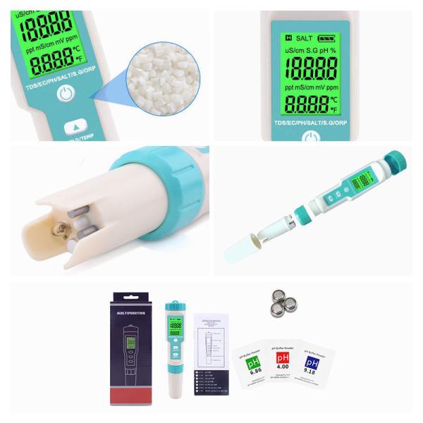 Quality 2024 Digital 7 in 1 Salinity TDS Units Water Tester for pH/TDS/EC/TEMP for sale