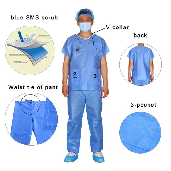 Quality Short Sleeve Non Woven Disposable Scrub Suit for sale