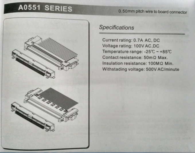 No Damage 0.5mm Pitch Connector 41 / 51 Positions Single Row A0551HNP