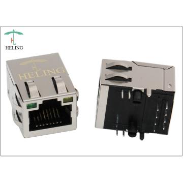 Quality 1 x 1 Shielded RJ45 Magnetic Jack 30 U" / 50 U" Gold Plating Contact Terminal for sale