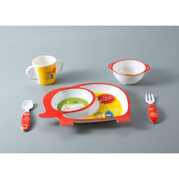 Quality Elephant Shaped 5pc Baby Melamine Dinnerware Set for sale