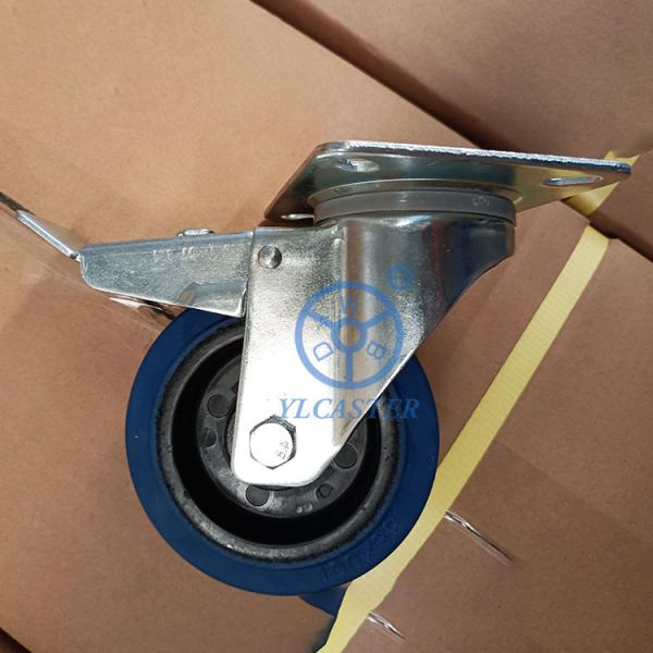 Quality 200kg Capacity 125x36mm Rubber Casters With Steel Bracket for sale