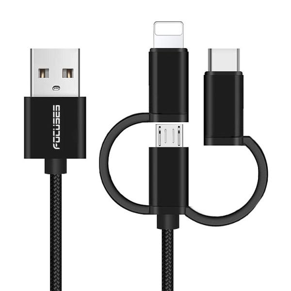 Quality 2M Multi Function Data Cable Explosionproof 3 In 1 Fast Charging Cable for sale
