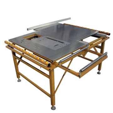 Quality Wood Portable Sliding Table Saw Cutting Machine For Construction Works In Yellow for sale