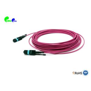Quality MTP Trunk Cable OM4 12F 3.0mm MTP Female 50 / 125μm With Push / Pull Tab Magenta for sale