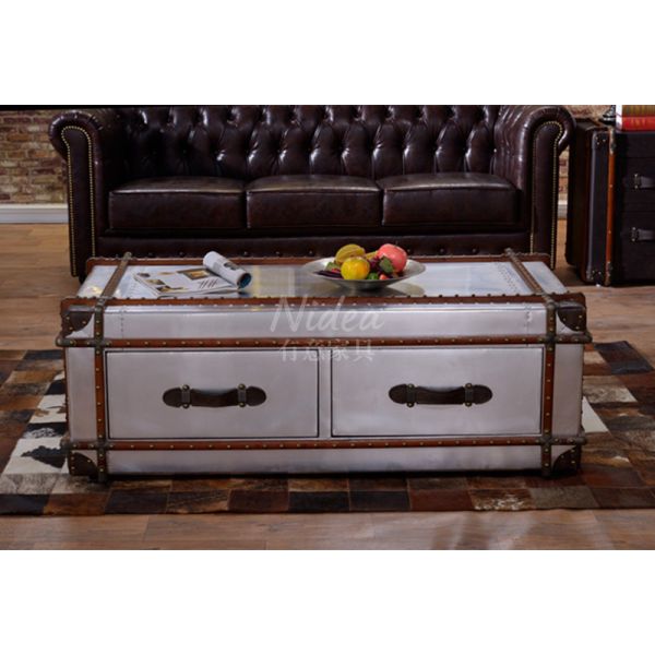 Quality Nidea #8616 Factory Coffee Table Vintage Industrial Retro for Trunk Aluminum Handmade  Living Room Home Furniture for sale