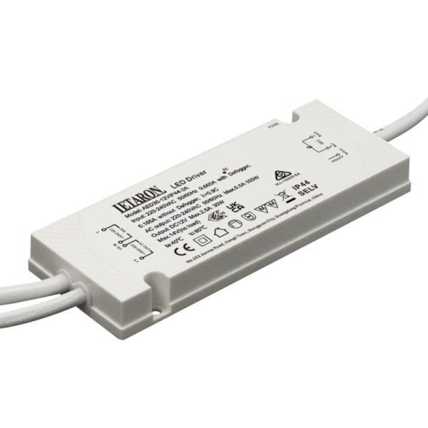 Quality 30W 12V 220-240V Super Slim EU LED Driver IP44 with Class II Protection for for sale