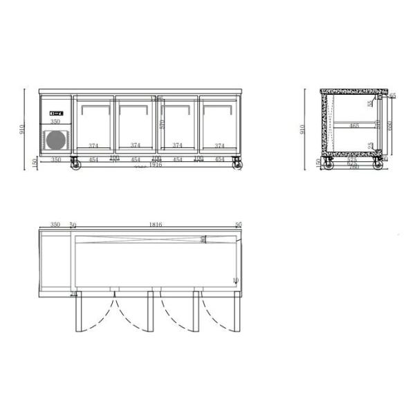 Quality Commercial Counter Chiller Stainless Steel Refrigerator Kitchen Workbench for sale