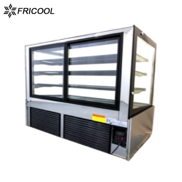 Quality Straight angle showcase sliding door back cake display case cake fridge with CE for sale