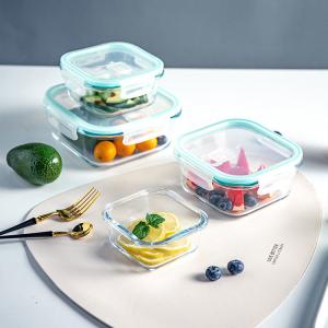 Quality Large Food Airtight Storage Containers Glass Plastic Cover for sale