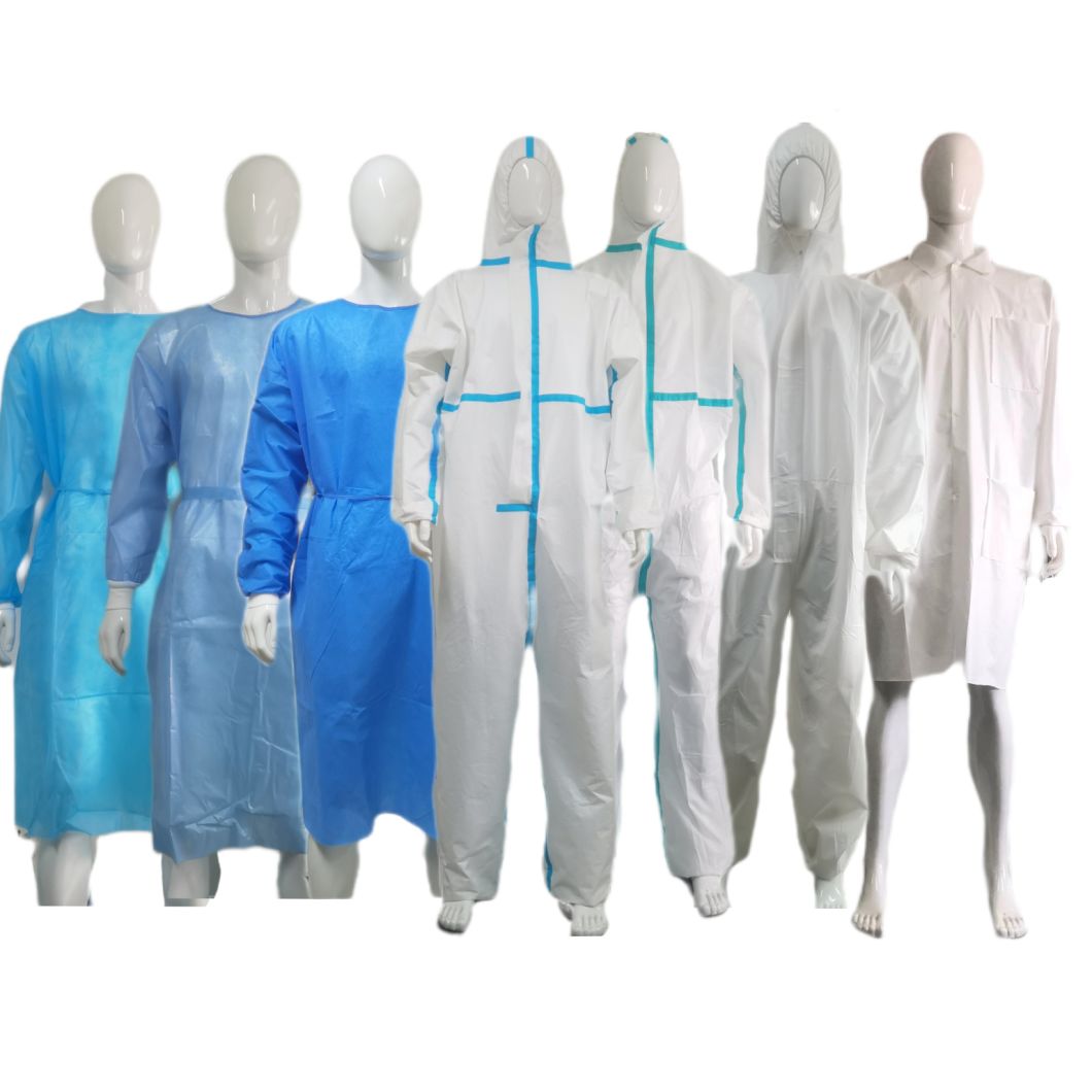 Dustproof Anti-Virus CE Type5&6 Disposable Isolation SMS Coverall with Stick Strip
