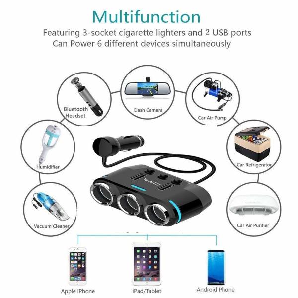 Quality MAX 120W YANTU B39-C 12v Car Charger Adapter with Dual USB QC PD and Voltage for sale