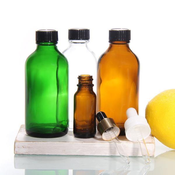 Quality 16 Oz Round Boston Amber Glass Lotion Bottles Perfume Sprayer for sale