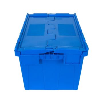 Quality Customized Color Attached Lid Crate Plastic Moving Crate Tote Box for Turnover for sale