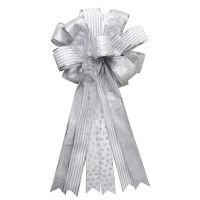 Quality Silver Christmas Bows for Wreaths and Garland Decoration Handmade Craft for sale