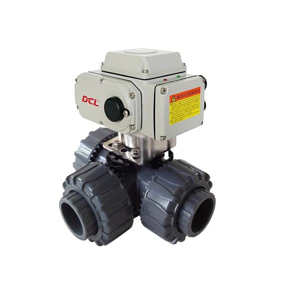 Quality Compact 3 Way Electric Actuated ISO5211 PVC Ball Valve for sale