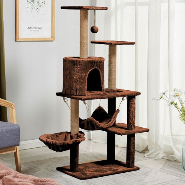 Quality Multi-level Platform Wooden Cat Scratching Tree With Hammock Sustainable SISAL and Eco-friendly for sale