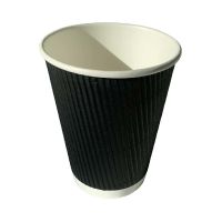 Quality PE Coating Ripple Wall Coffee Cups 12 Oz Single Use Heat Insulation for sale