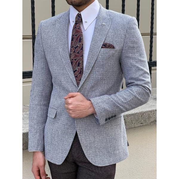 Quality Knitted Grey Purple Business Casual Suit Jacket For Gentlemen for sale