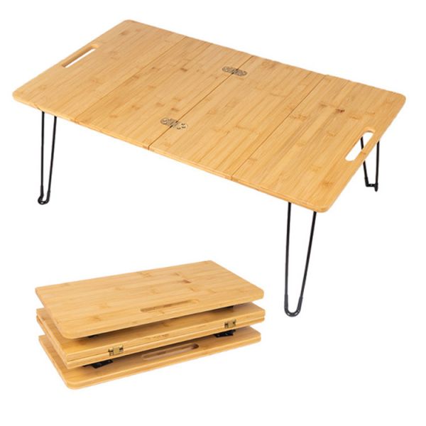 Quality Park Outdoor Picnic Barbecue Bamboo Wooden Board Mdf Small Portable Folding Camping Table with Metal Leg for sale