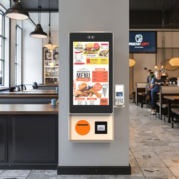 Quality 23.8inch Touch Screen Display Self Checkout Kiosk Printer Scanner Cashless for sale