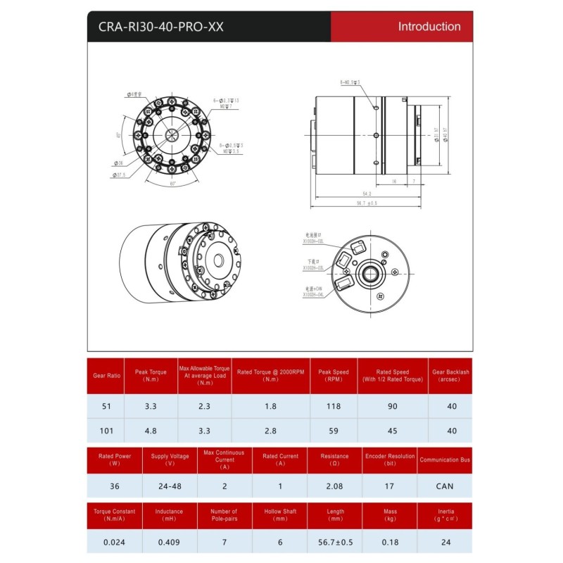 Robot Joint Motor Harmonic Reducer Joint Actuator Robot Joint Motor Module Robotic Arm Motor