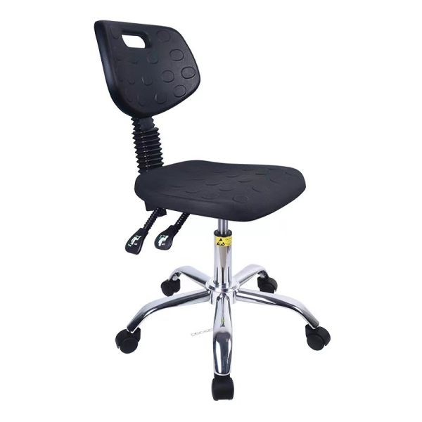 Quality Adjustable ESD PU Leather Chair Industrial Polished Finish Lab Stools With Backsc for sale
