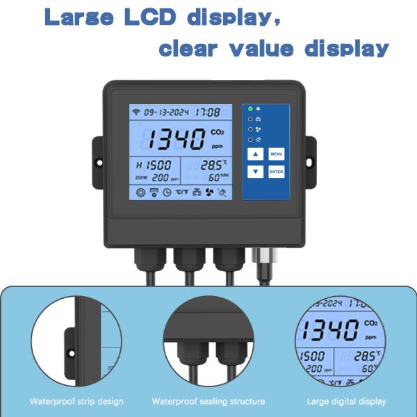 Quality Hydroponic Greenhouse CO2 Controller: 5000ppm Regulator & Monitor for sale