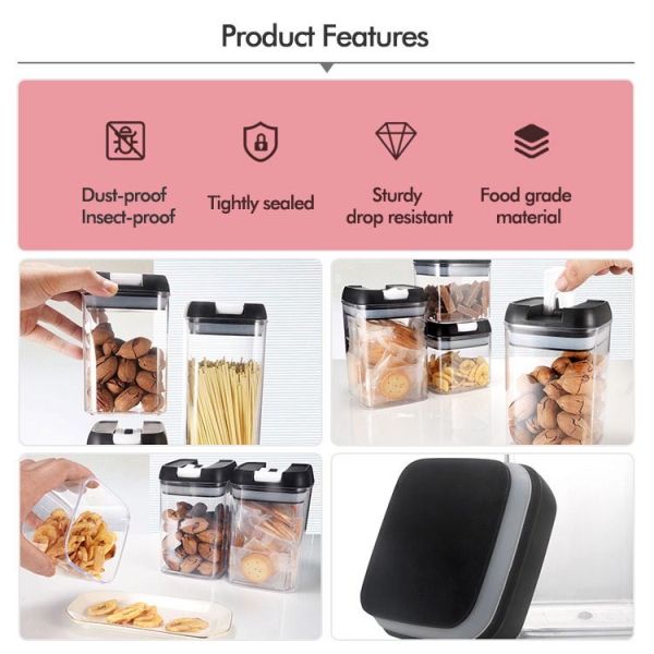 Quality 7 Pcs Plastic Food Airtight Storage Containers With Lids Multiple Size for sale