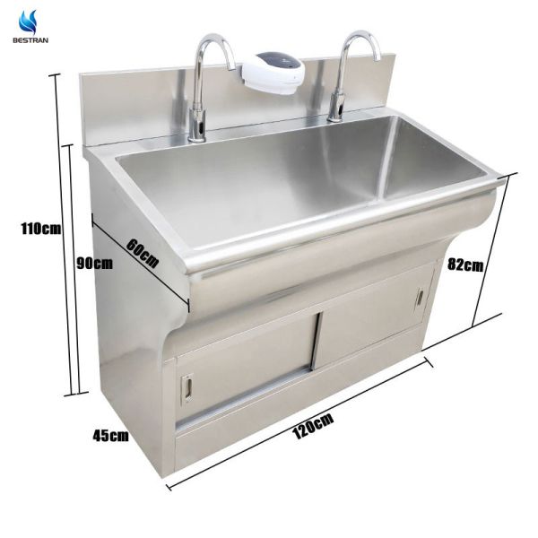 Quality Customized Size Steel Hospital Hand Washing Sink With Touchless Sensor Activated for sale