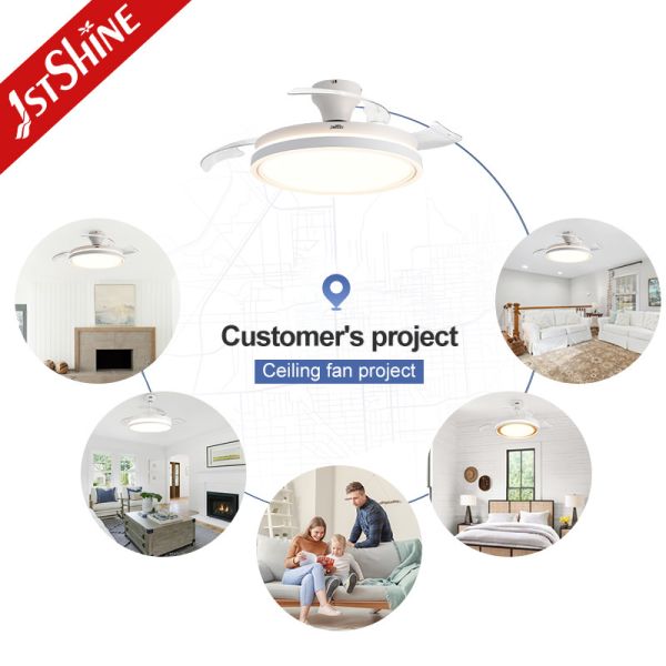 Quality 42 Inch Retractable Ceiling Fan Light with DC Motor and 6 Speed Remote Control for sale