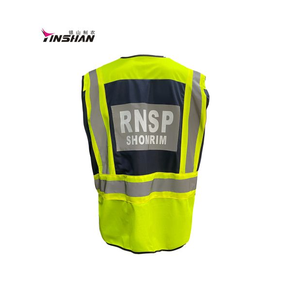 Quality Fluorescent Yellow Customized Logo High Visibility Reflective Vest for Security for sale