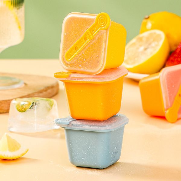 Quality Silicone Square Ice Cube Tray Making Mold with Lid 6PACK Refrigerator Accessory for sale