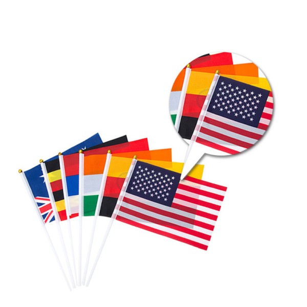 Quality Personalized Hand Held Flags Waving Small Flag With Plastic Pole for sale