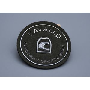 Quality Microfiber Material Embossed Patches With Custom Silver Logo for sale