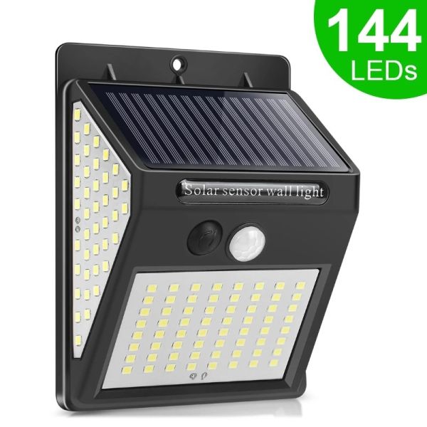 Quality 3.7V 800mAh Outdoor Solar Pir Wall Lights / 17% Efficiency 144 Led Solar Light for sale