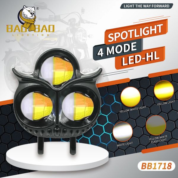Quality 3 Beam Owl Dual Flashing Color Motorbike Spotlight Lamp Offroad Light for sale