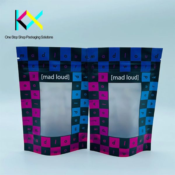 Quality Double Side Digital Printed Packaging Bags Holographic Foil Pouch With Window for sale