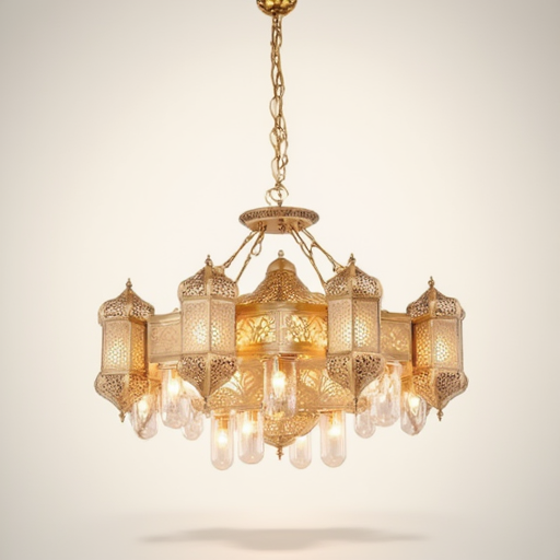 Quality Vintage Copper Chandelier Medium Size Dimmable 6 Lights for sale