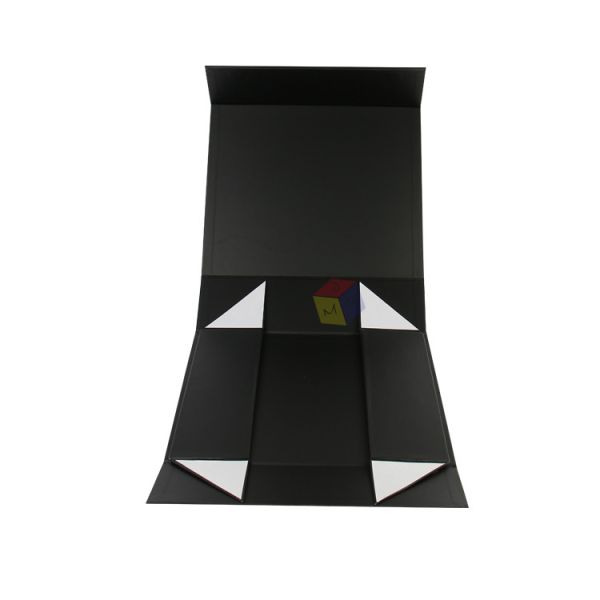 Quality Luxury Rigid Cardboard Collapsible Folding Packaging Black Clothing Boxes With for sale
