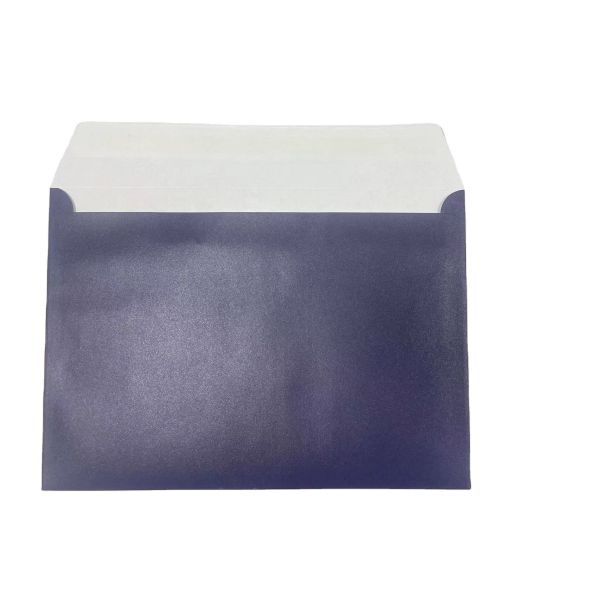 Quality Gift Envelope Foil Stamp Logo Printing A4 Invitation Blue Pearlescent Paper for sale