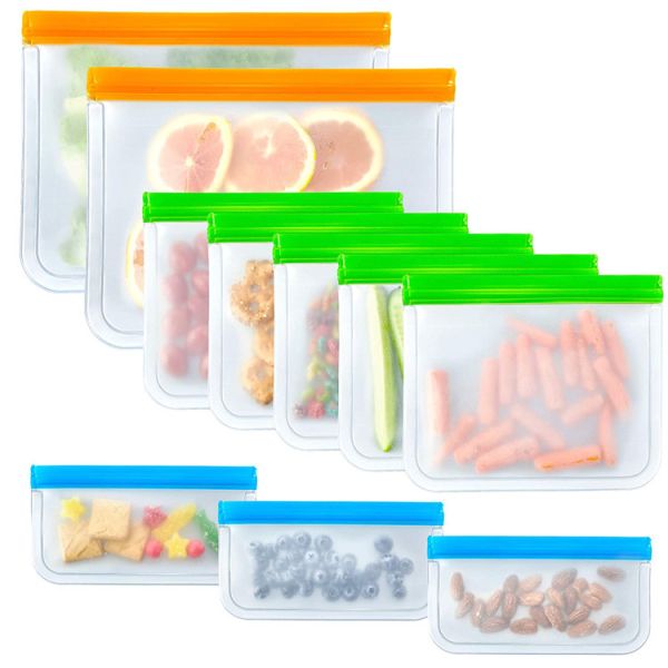 Quality Reusable Leakproof Poly Packaging Bag Translucent Frosted PEVA Food Freezer for sale