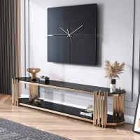 Quality Contemporary Home Room Furniture Oval Gold Metal And Glass TV Stand ODM for sale